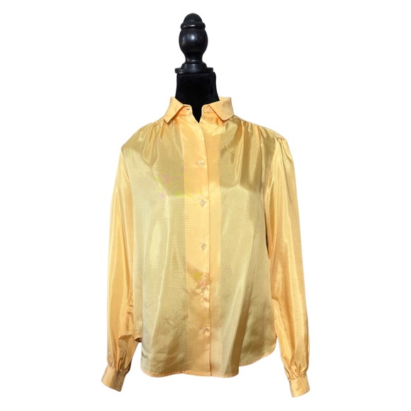 Tops | Vintage 8s Stuart Lang Gold Button Down Blouse | Poshmark